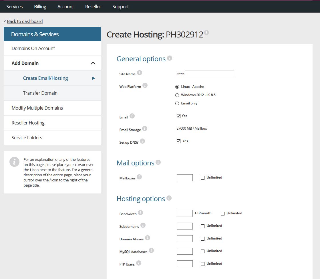 Adding a domain to a Multi Domain Hosting Package - Support Centre ...