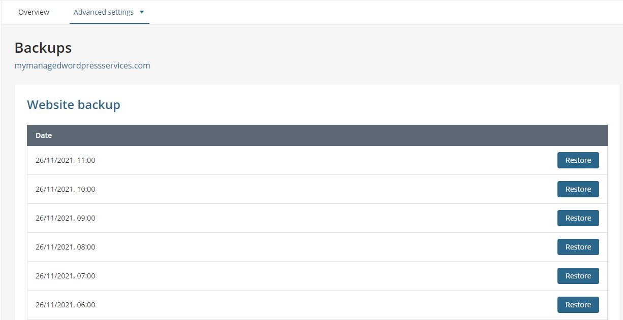 Managed WordPress: How to use backups - Support Centre - names.co.uk