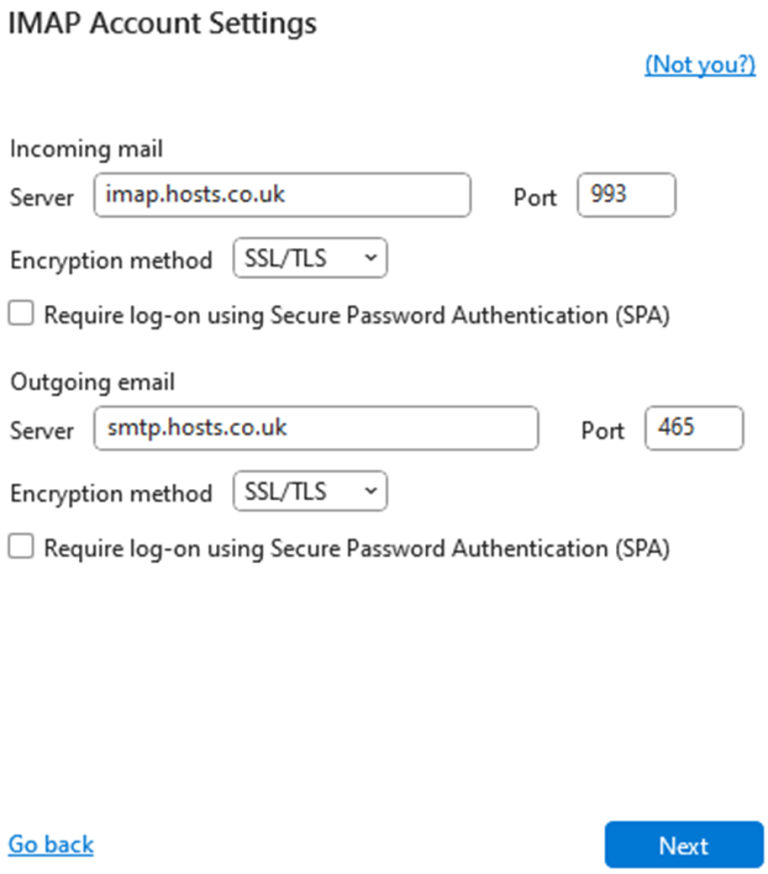 Setting up an IMAP account on Outlook 365 - Support Centre - names.co.uk