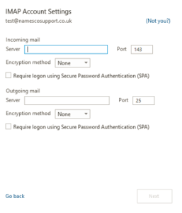 Setting up an IMAP account on Outlook 365 - Support Centre - names.co.uk