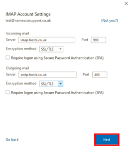 Setting up an IMAP account on Outlook 365 - Support Centre - names.co.uk