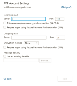 How to set up a POP3 account in Outlook 365 - Support Centre - names.co.uk