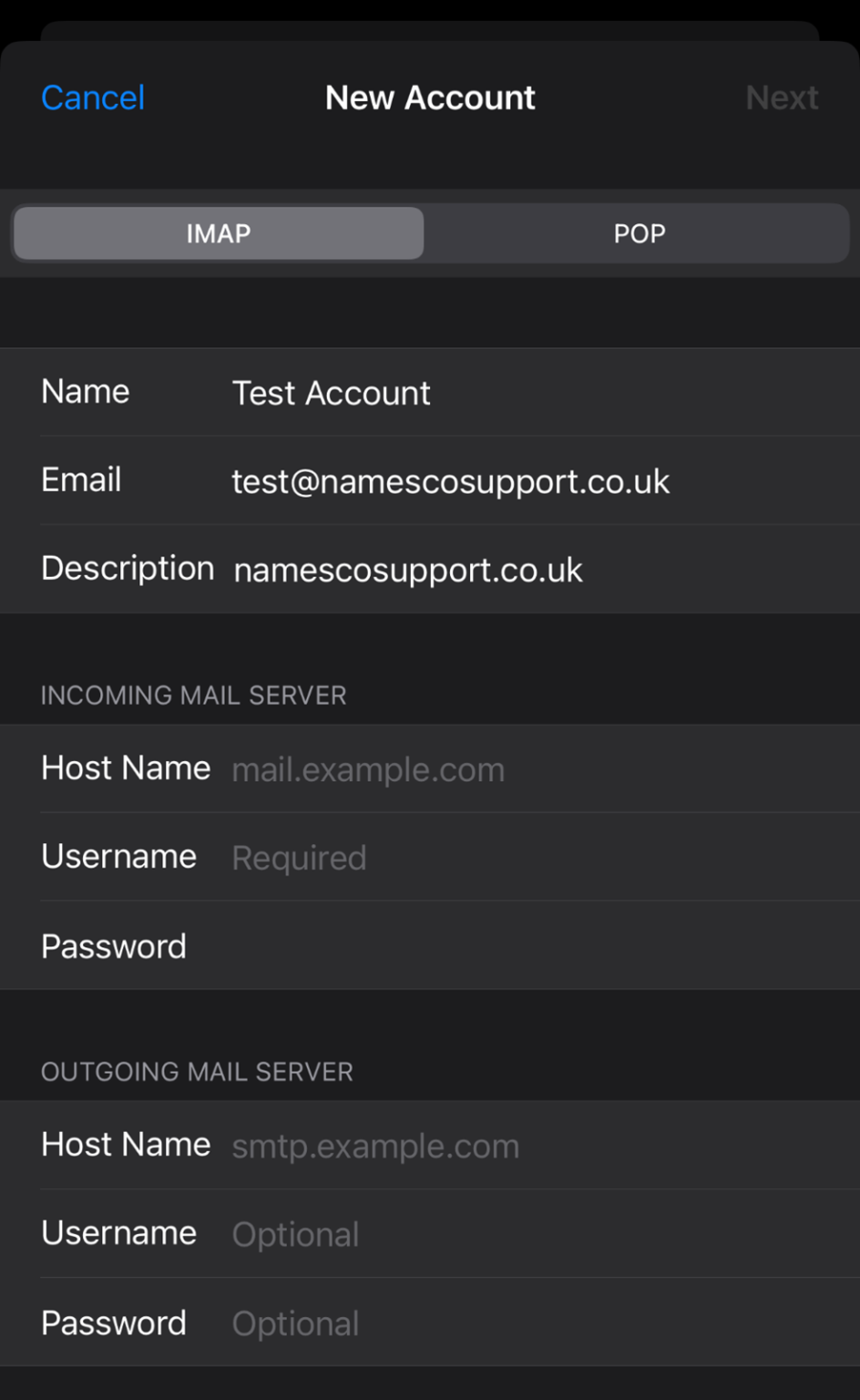 Apple Mail (iPhone/iPad) IMAP Setup Guide - Support Centre - names.co.uk