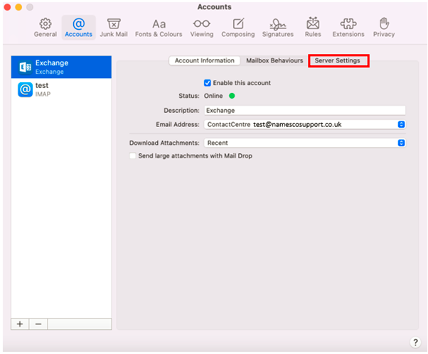 Updating Exchange Email Password In Mac Mail Support Centre Names co uk