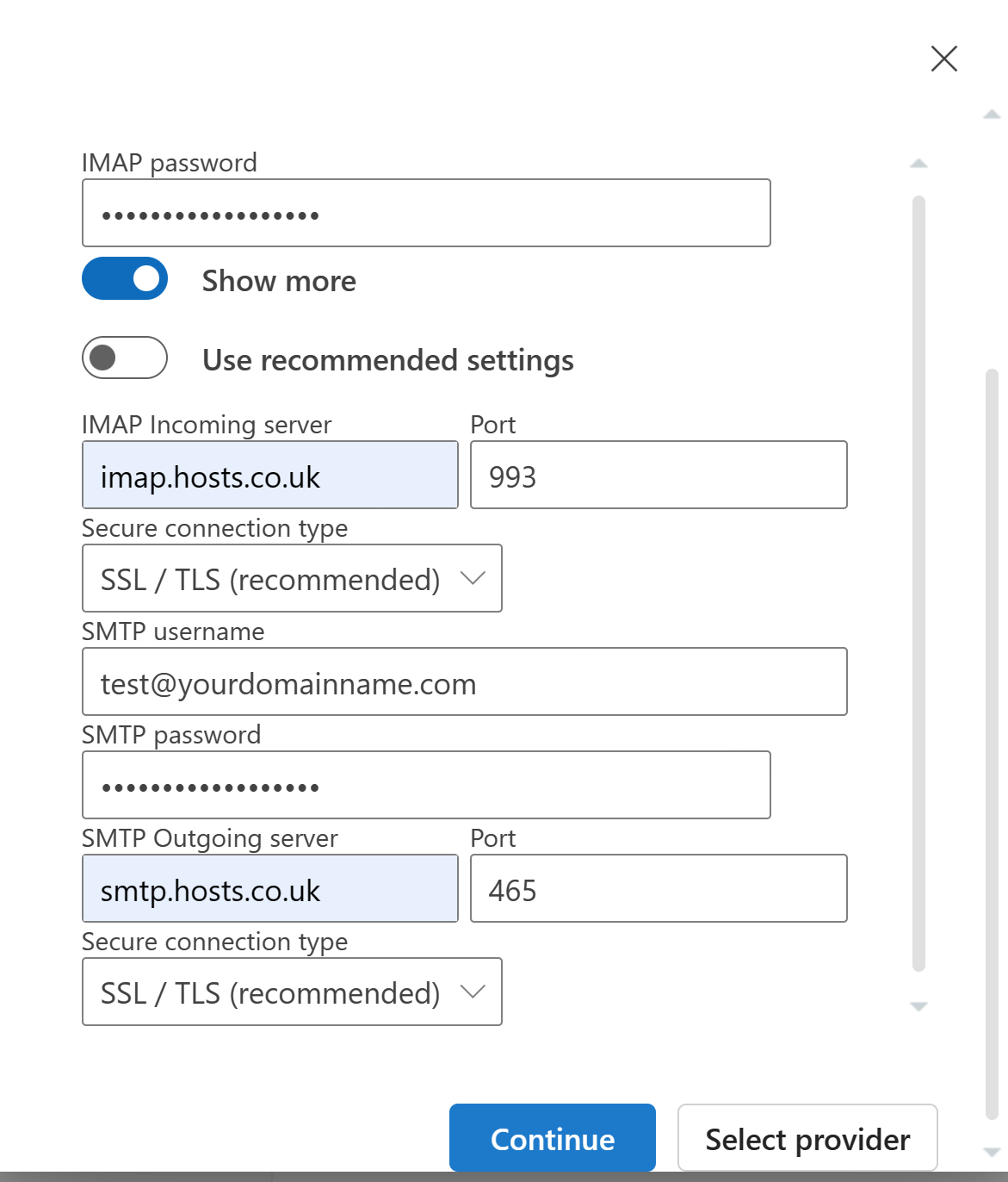 New Outlook: Setting Up IMAP - Support Centre - names.co.uk