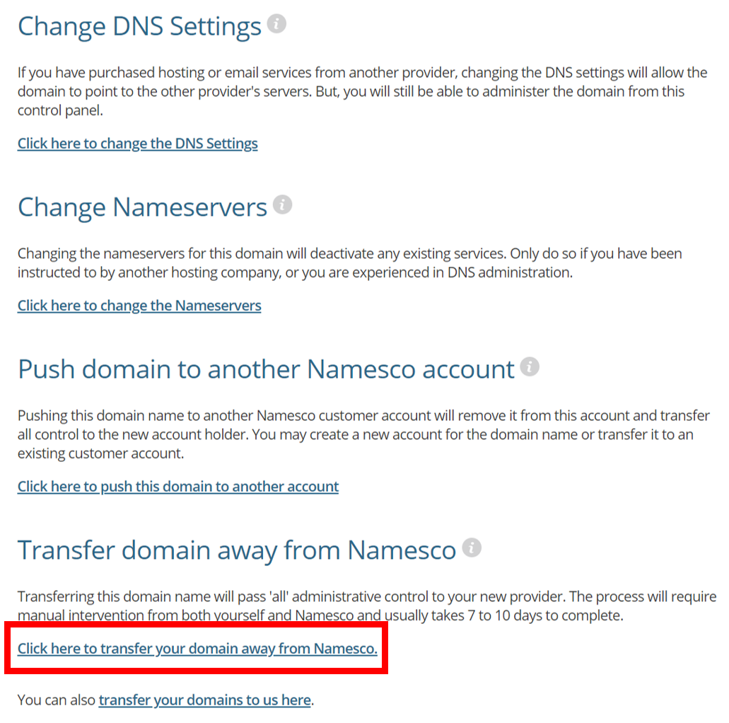 How to transfer a Domain Name away from us - Support Centre - names.co.uk