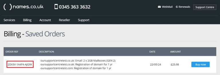 How to find your Order Reference - Support Centre - names.co.uk
